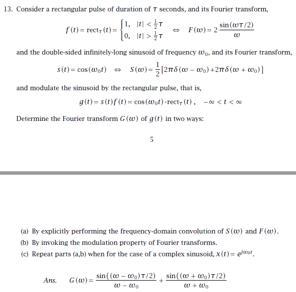 Solved Consider a rectangular pulse of duration of T | Chegg.com
