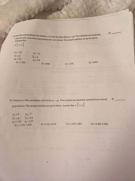 Solved Find The Standardized Test Statistic T To Test The 