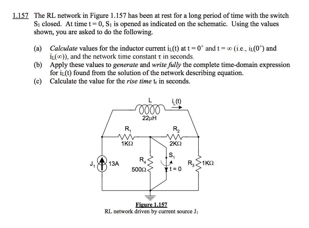 Solved The RL network in Figure 1.157 has been at rest for a | Chegg.com