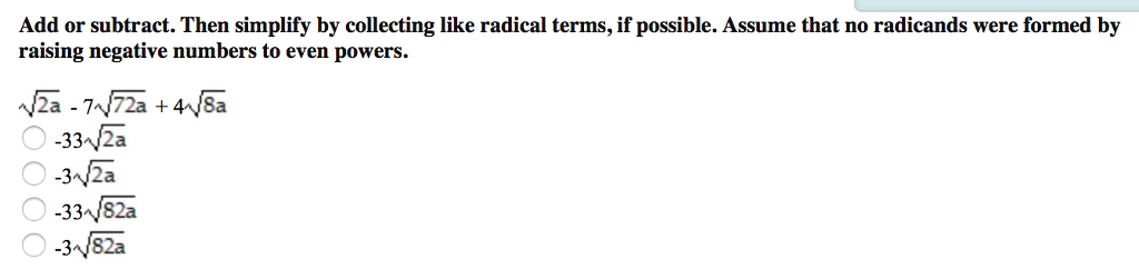 Solved Add or subtract. Then simplify by collecting like | Chegg.com