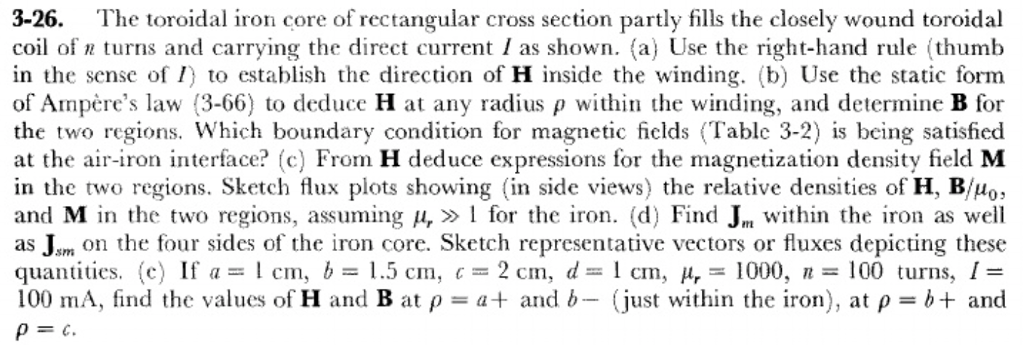 3-26. The toroidal iron core of rectangular cross | Chegg.com