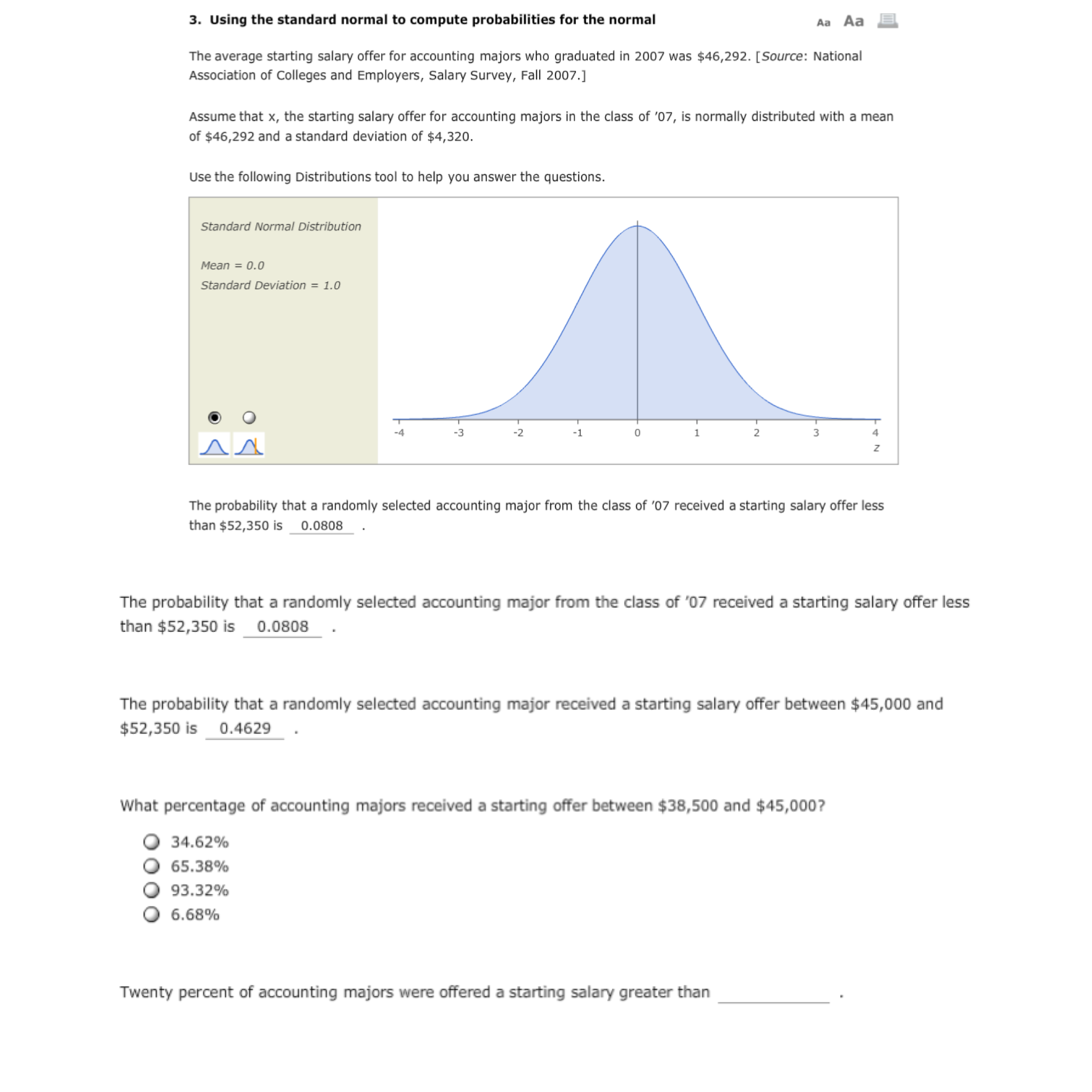 Solved Using the standard normal to compute probabilities | Chegg.com