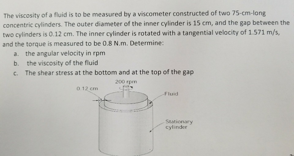 Solved The viscosity of a fluid is to be measured by a | Chegg.com