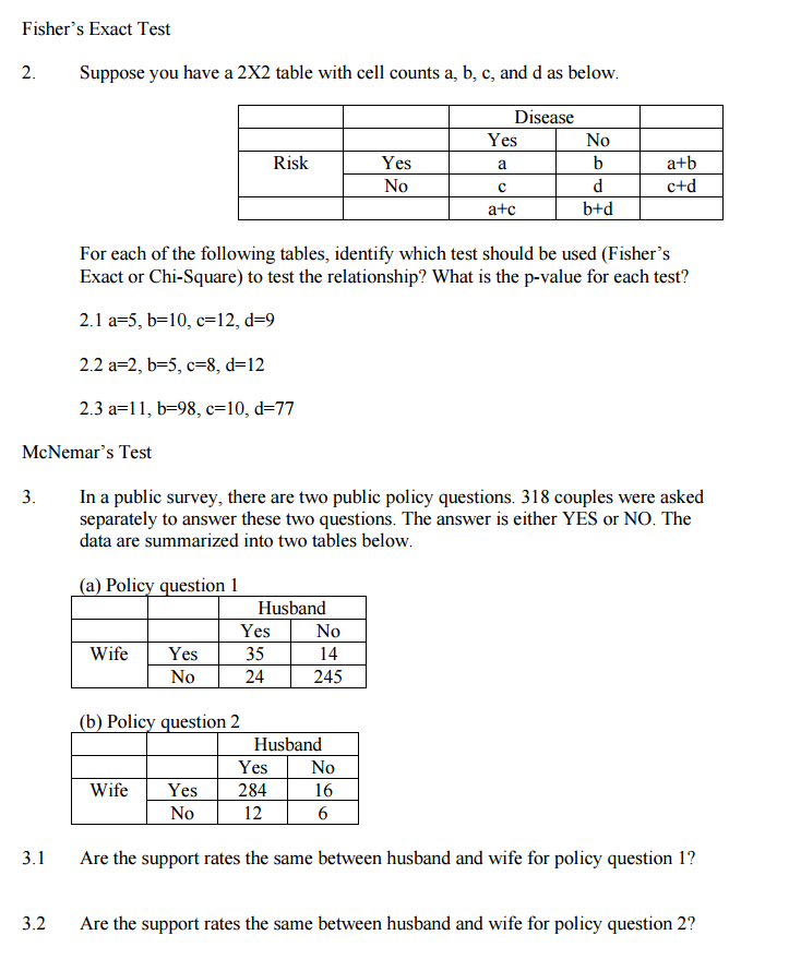 Solved Suppose you have a 2X2 table with cell counts a, b, | Chegg.com