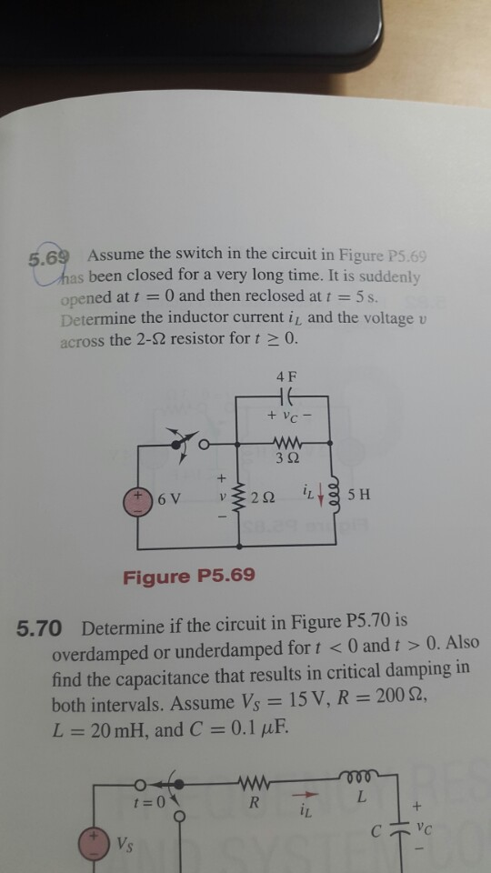 Solved Assume the switch in the circuit in Figure P5.69 has | Chegg.com