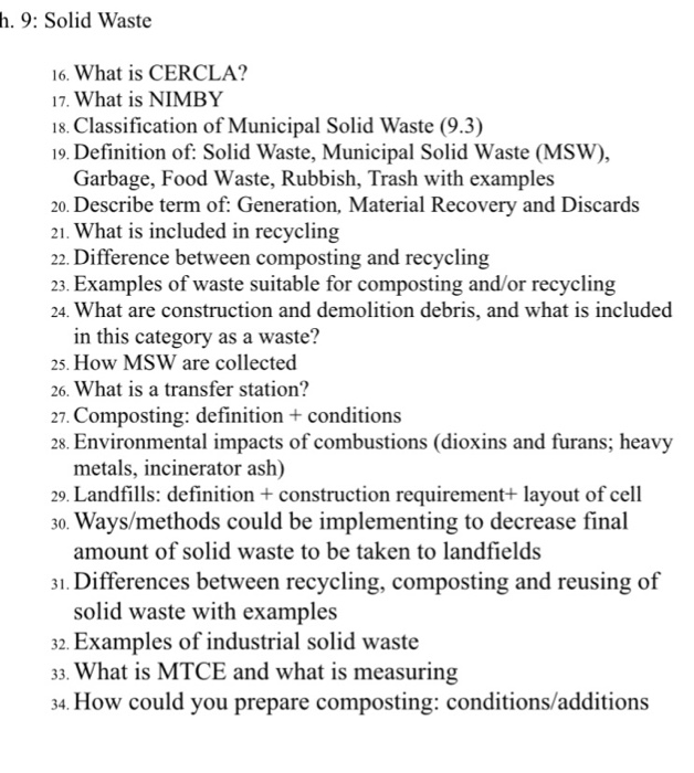 Solved What is CERCLA? n. What is NIMBY Classification of | Chegg.com