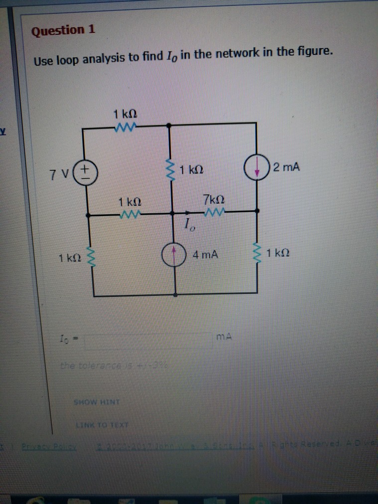 Solved Use Loop Analysis To Find Io In The Network In The 