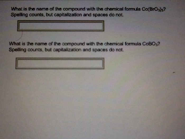 Solved What is the name of the compound with the chemical | Chegg.com