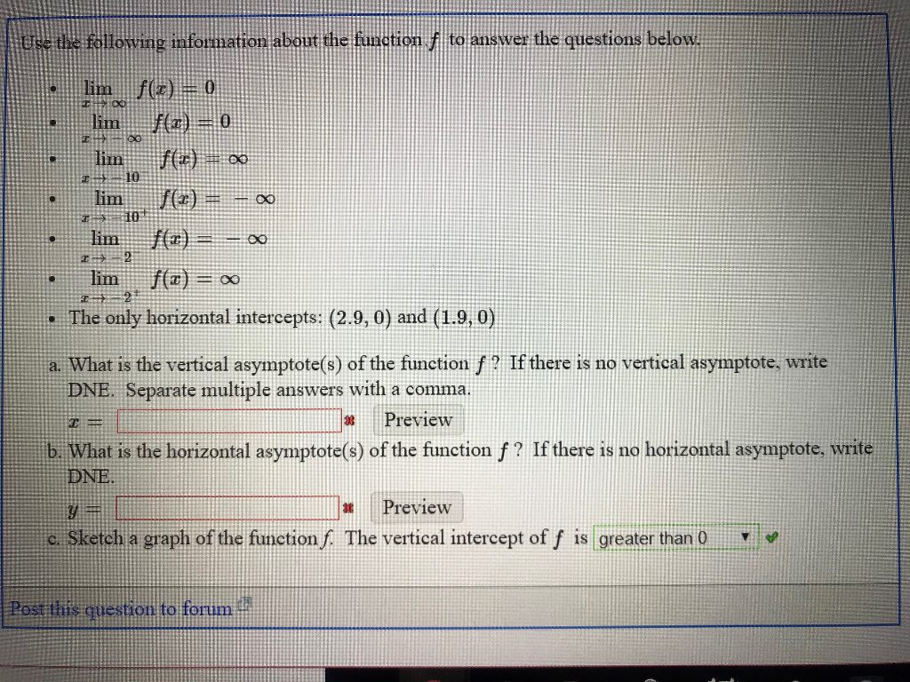 Solved Use the following information about the function, f, | Chegg.com