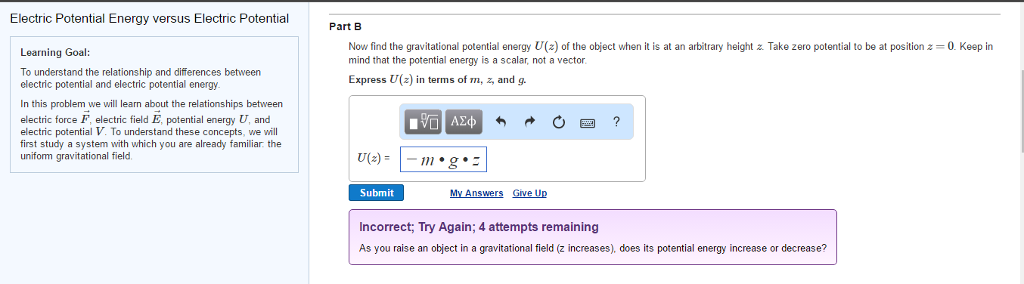 Solved Electric Potential Energy versus Electric Potential | Chegg.com