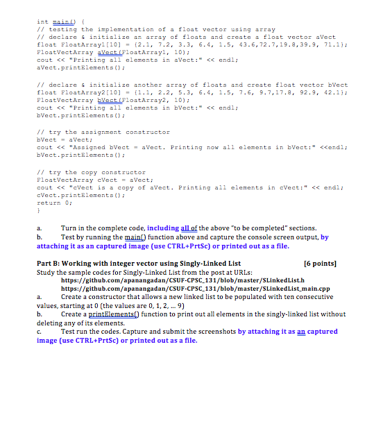 Solved Int Zaird Testing The Inplementation Of A Float 