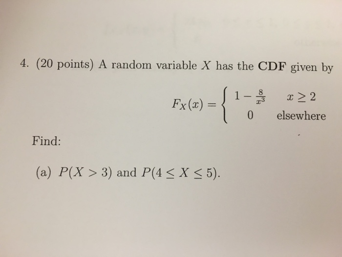 Solved A Random Variable X Has The Cdf Given By Fxx 1 