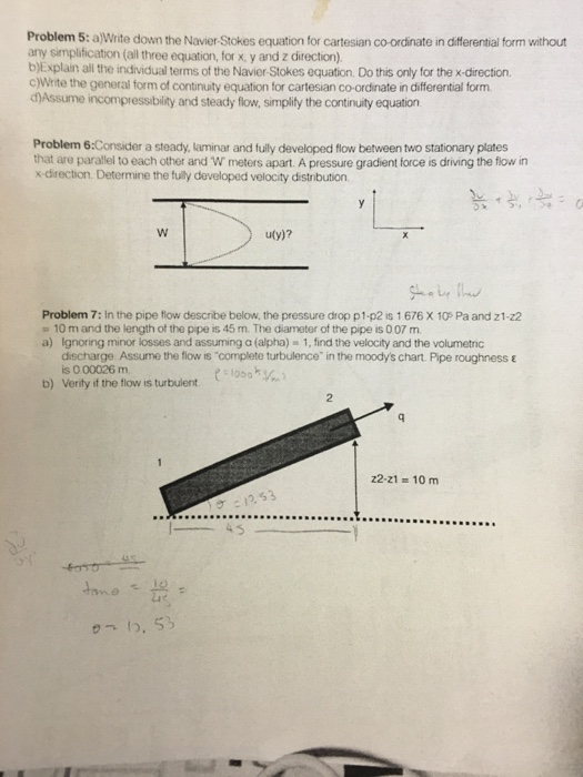 Solved Write down the Navier-Stokes equation for cartesian | Chegg.com