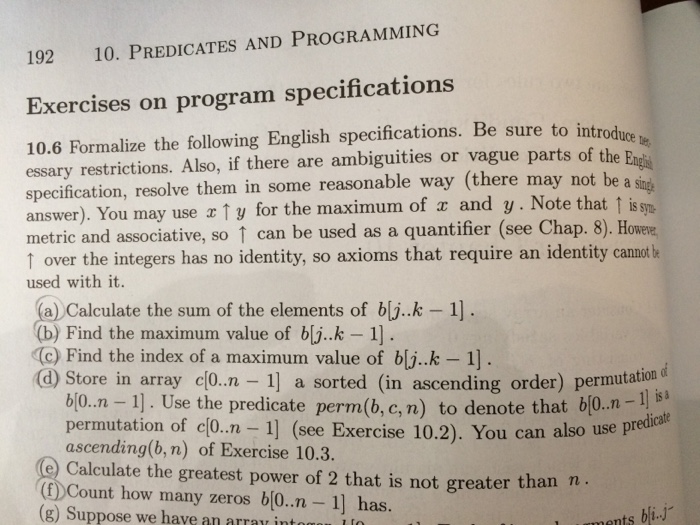 Solved 192 10. PREDICATES AND PROGRAMMING Exercises on | Chegg.com