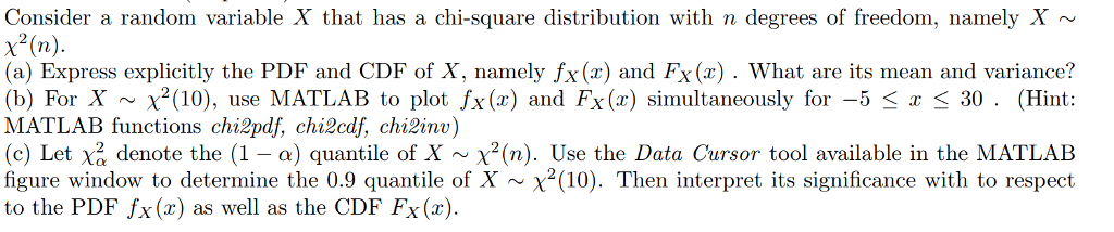 Consider a random variable X that has a chi-square | Chegg.com