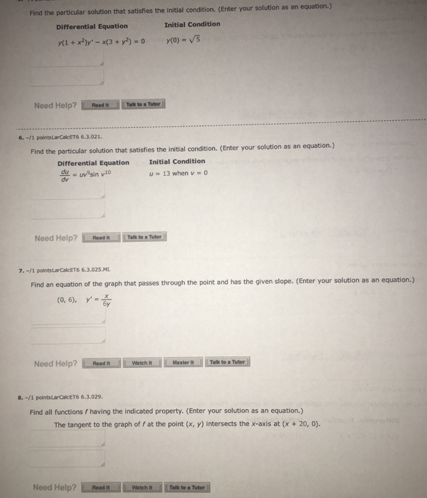 Solved Find the particular solution that satisfies the | Chegg.com