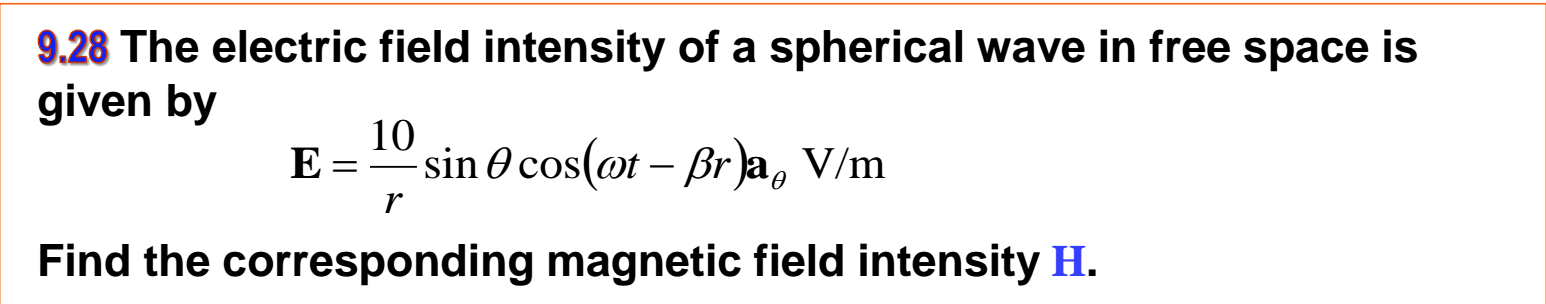 Solved The electric field intensity of a spherical wave in | Chegg.com