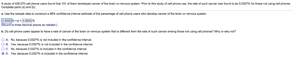 Solved A study of 420,070 cell phone users found that 131 of | Chegg.com