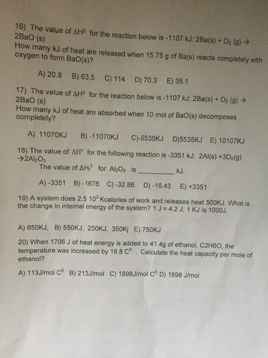 Solved The Value of delta H degree for the reaction below is | Chegg.com