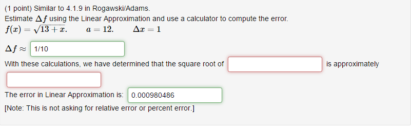 Solved Estimate Delta f using the Linear Approximation and | Chegg.com