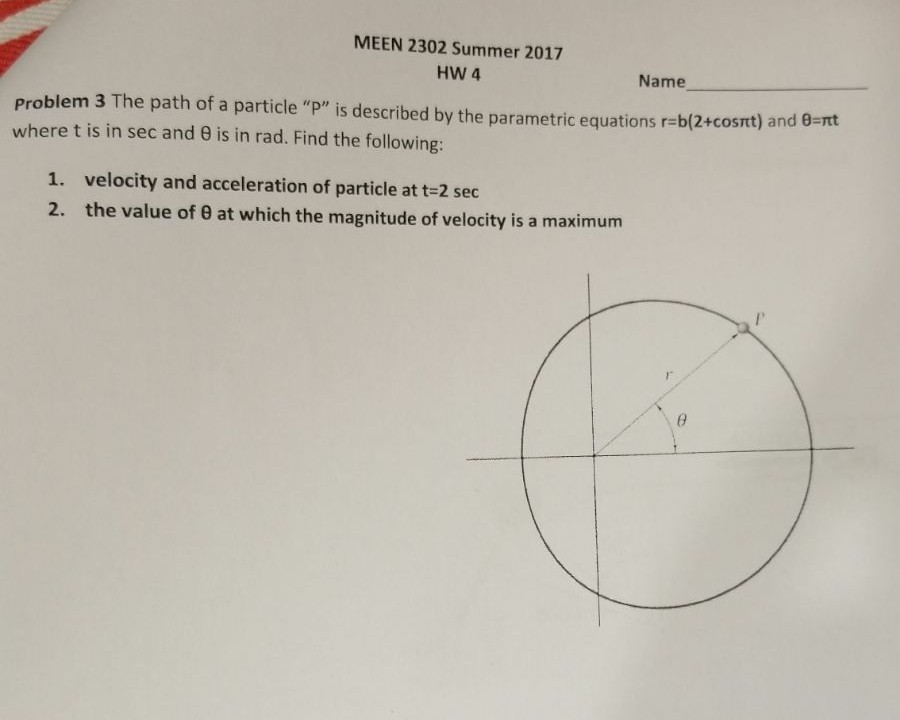 Solved The path of a particle "P" is described by the | Chegg.com