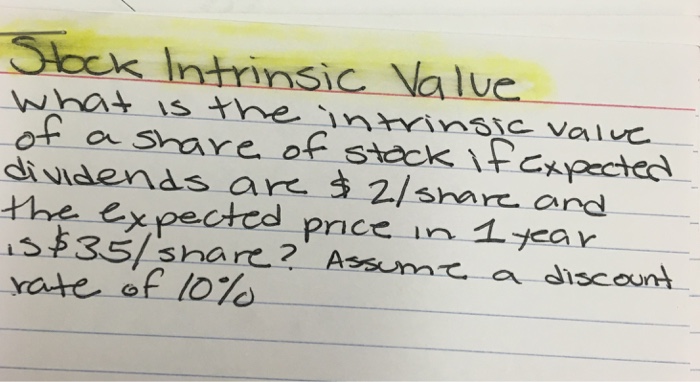Solved Stock intrinsic value what is the intrinsic value of | Chegg.com