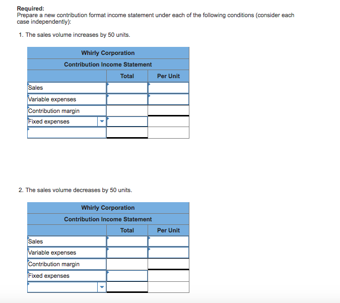 Solved Exercise 5-1 Preparing a Contribution Format Income | Chegg.com