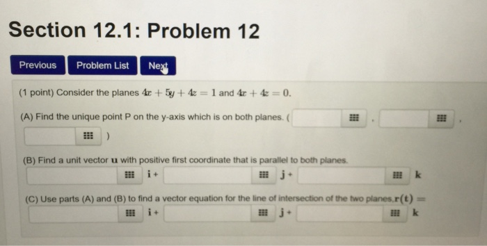 Solved Consider the planes 4x + 5y + 4z = 1 and 4x + 4z = 0. | Chegg.com