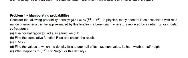 Solved Problem 1 -Manipulating probabilities Consider the | Chegg.com