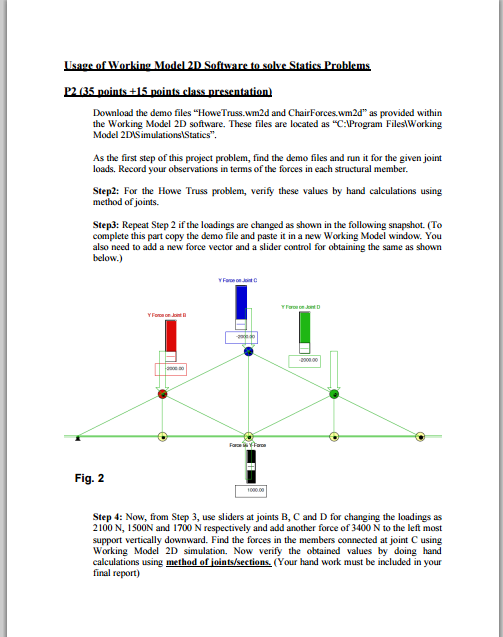 Usage of Working Model 2D Software to solve Statics | Chegg.com