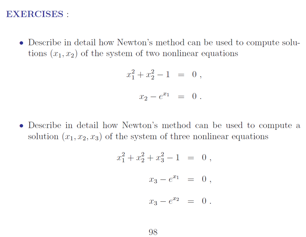 Solved EXERCISES Describe in detail how Newton's method can | Chegg.com