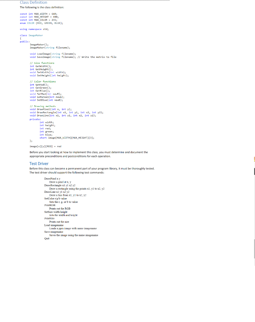 Solved C++ drawing pixels lines rectangles implementing | Chegg.com