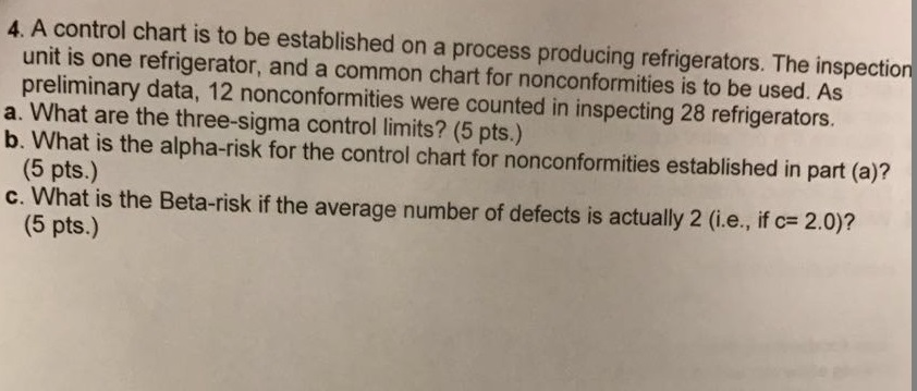 A control chart is to be established on a process | Chegg.com