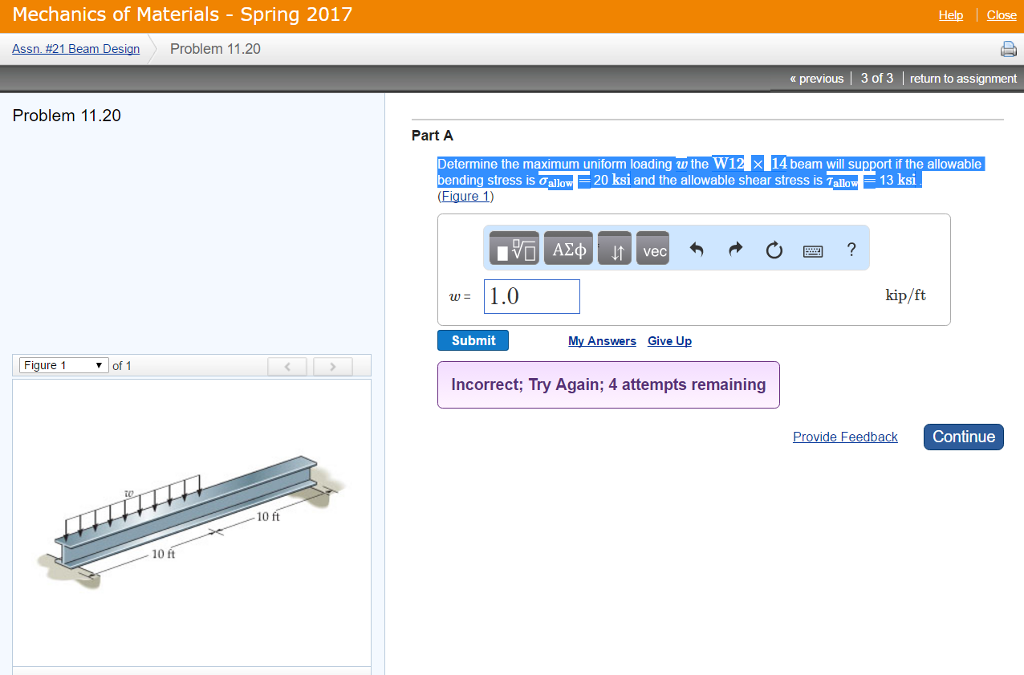 Solved Determine the maximum uniform loading w the W12×14 | Chegg.com