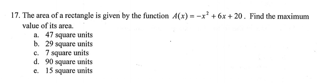 Solved The area of a rectangle is given by the function A(x) | Chegg.com