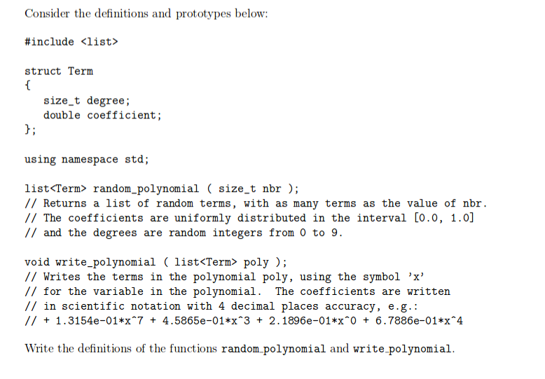 Solved Consider the definitions and prototypes below | Chegg.com