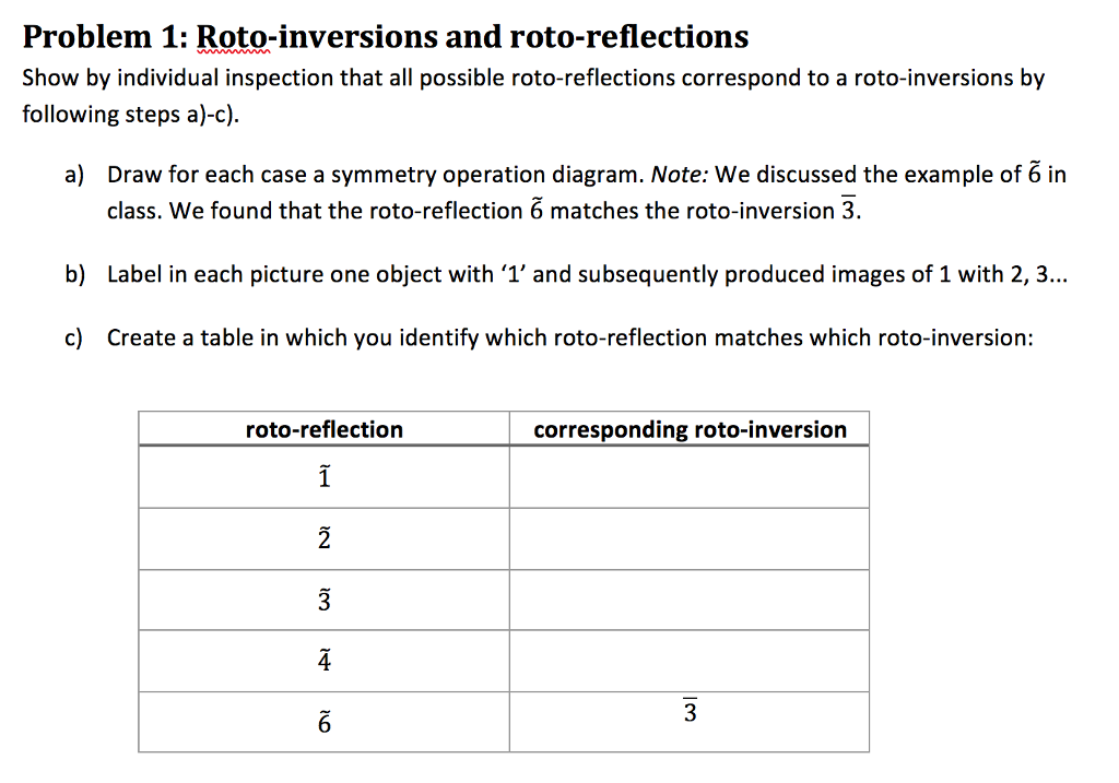 Problem 1: Roto-inversions and roto-reflections Show | Chegg.com