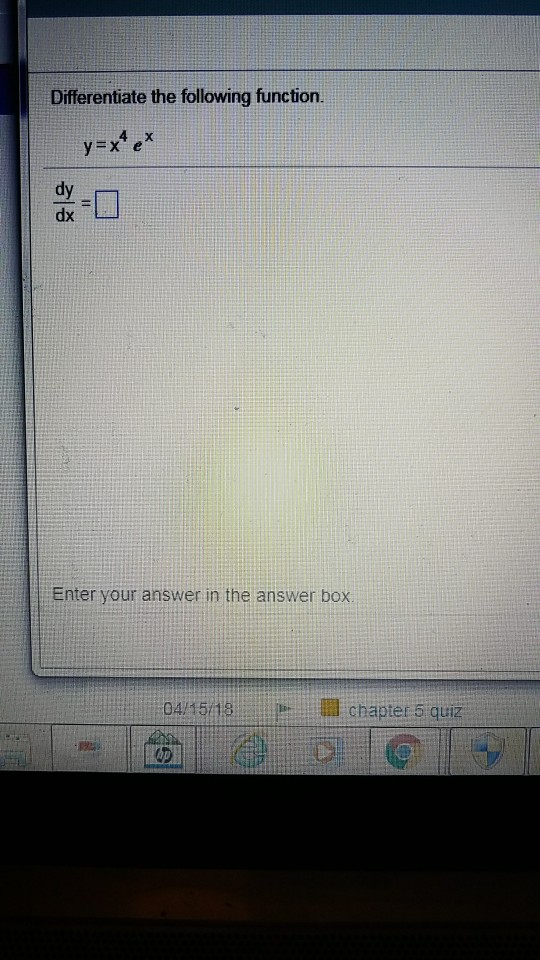 Solved Differentiate the following function y=x, e dy dx | Chegg.com