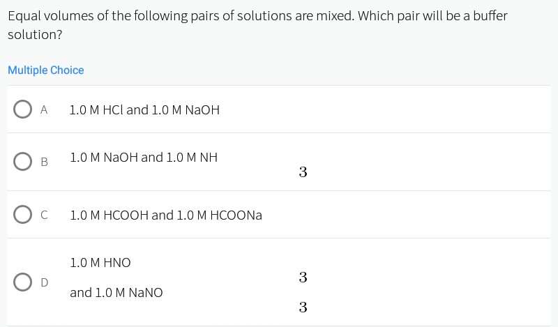 Solved Equal volumes of the following pairs of solutions are | Chegg.com