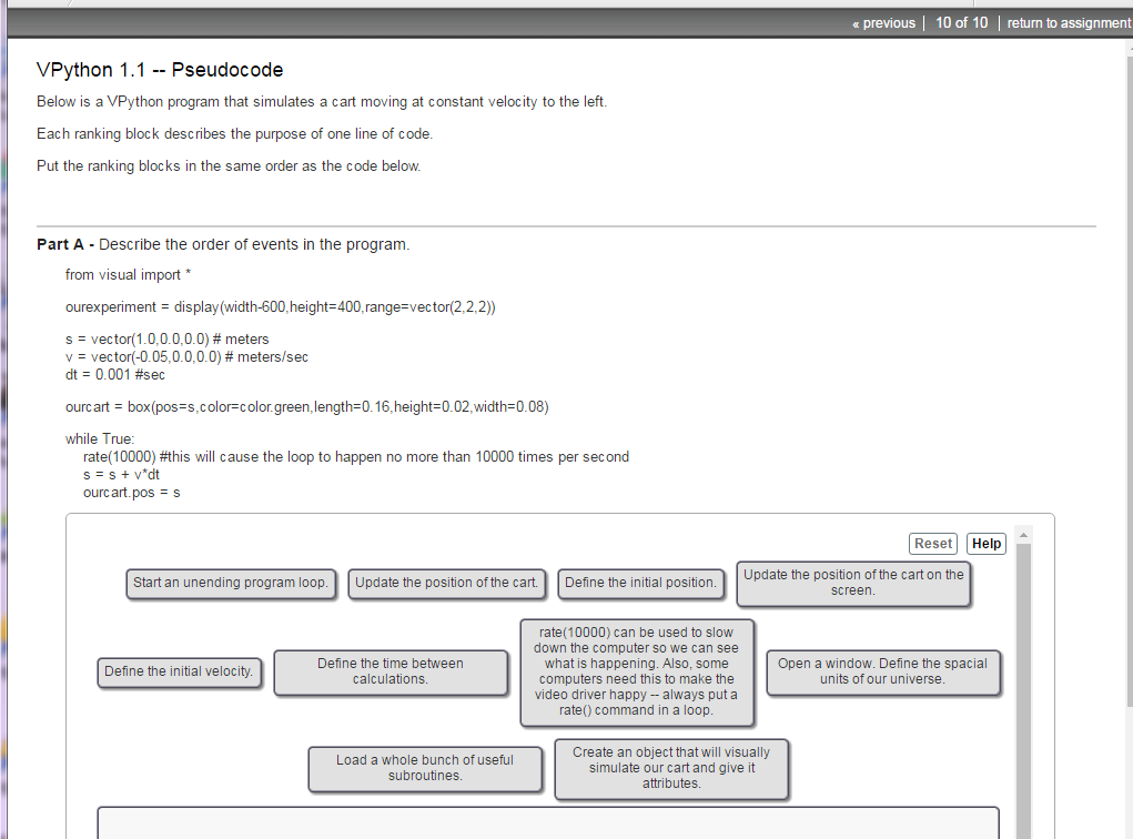 Solved Previous 10 Of 10 I Return To Assignment Vpython