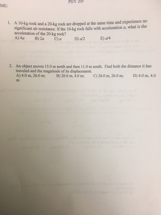 Solved A 10-kg rock and a 20-kg rock are dropped at the same | Chegg.com