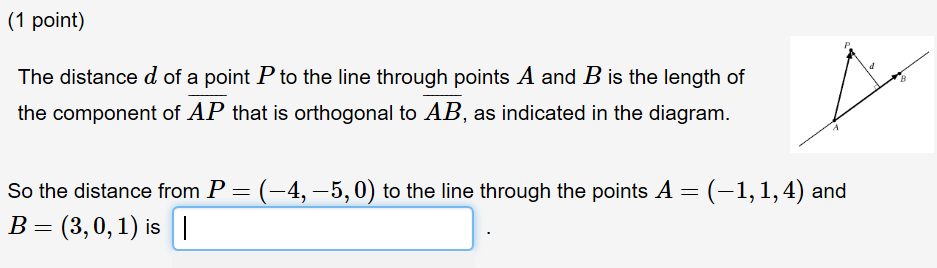 Solved The distance d of a point P to the line through | Chegg.com