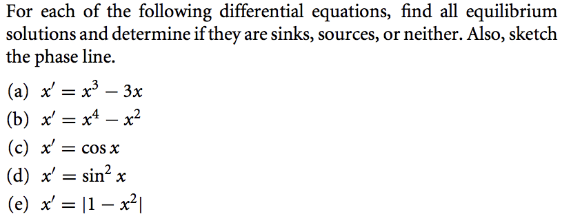Solved For each of the following differential equations, | Chegg.com