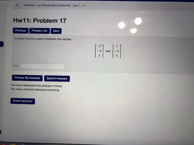 Solved webwork / spr18tra97432m2360s102 / hw11/17 Hw11: | Chegg.com