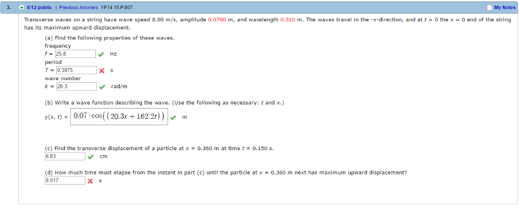 Solved Transverse waves on a string have wave speed 8.00 | Chegg.com