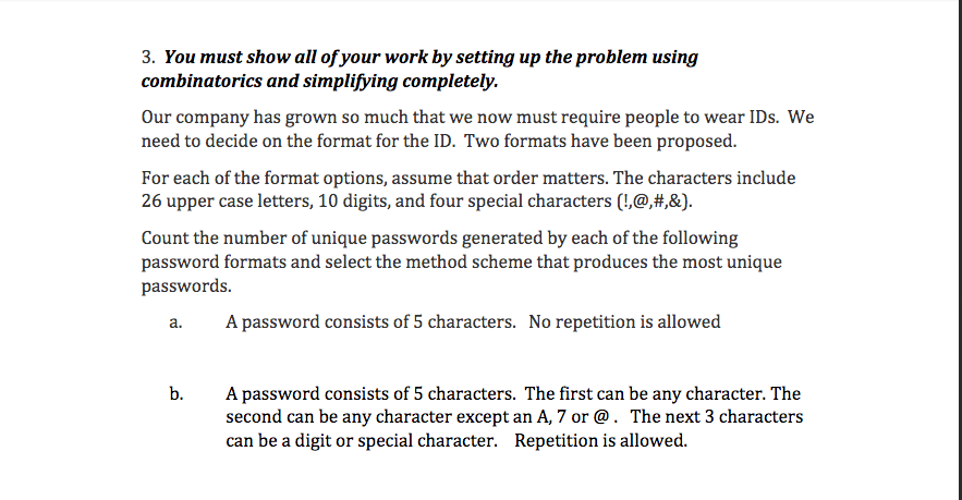 Solved 3. You must show all ofyour work by setting up the | Chegg.com