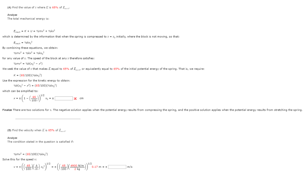 Solved Find The Value Of X Where K Is 65 Of E mech Chegg
