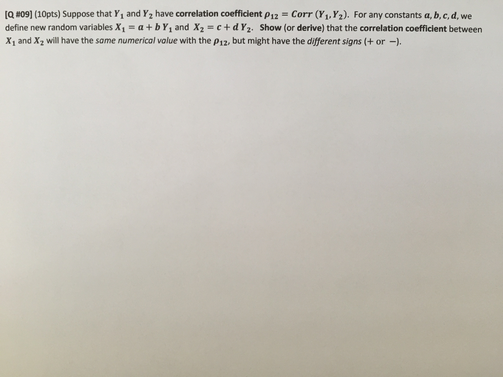 Solved (Q #09] (10pts) Suppose that Y1 and Y2 have | Chegg.com