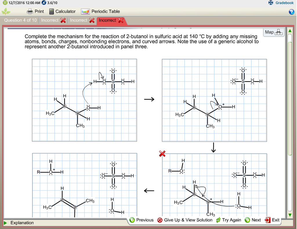 Solved Complete the mechanism for the reaction of 2-butanol | Chegg.com