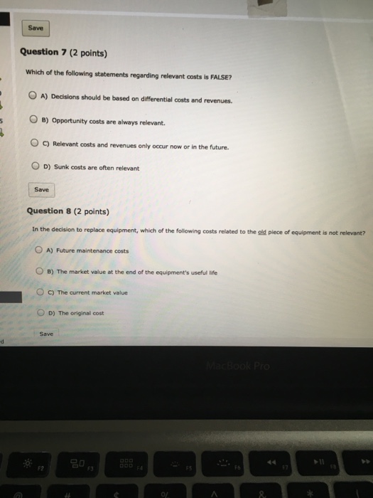 Solved Which of the following statements regarding relevant | Chegg.com